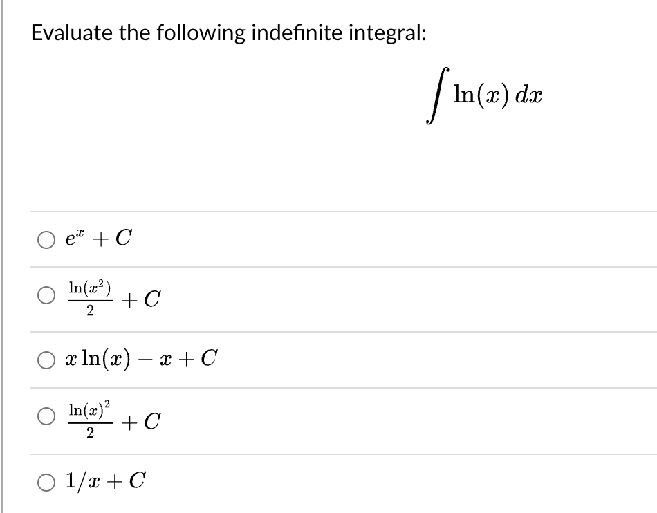 Evaluate the following indefinite | Chegg.com