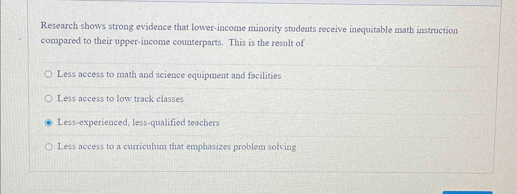 Solved Research shows strong evidence that lower-income | Chegg.com