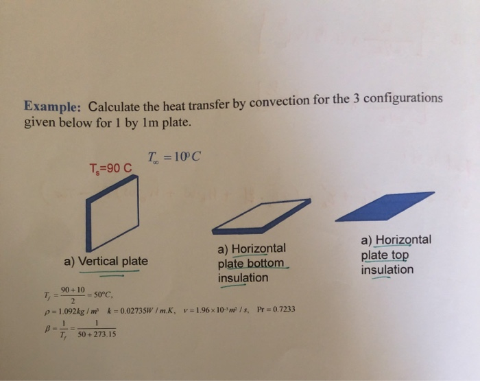 Solved Example: Calculate the heat transfer by convection | Chegg.com