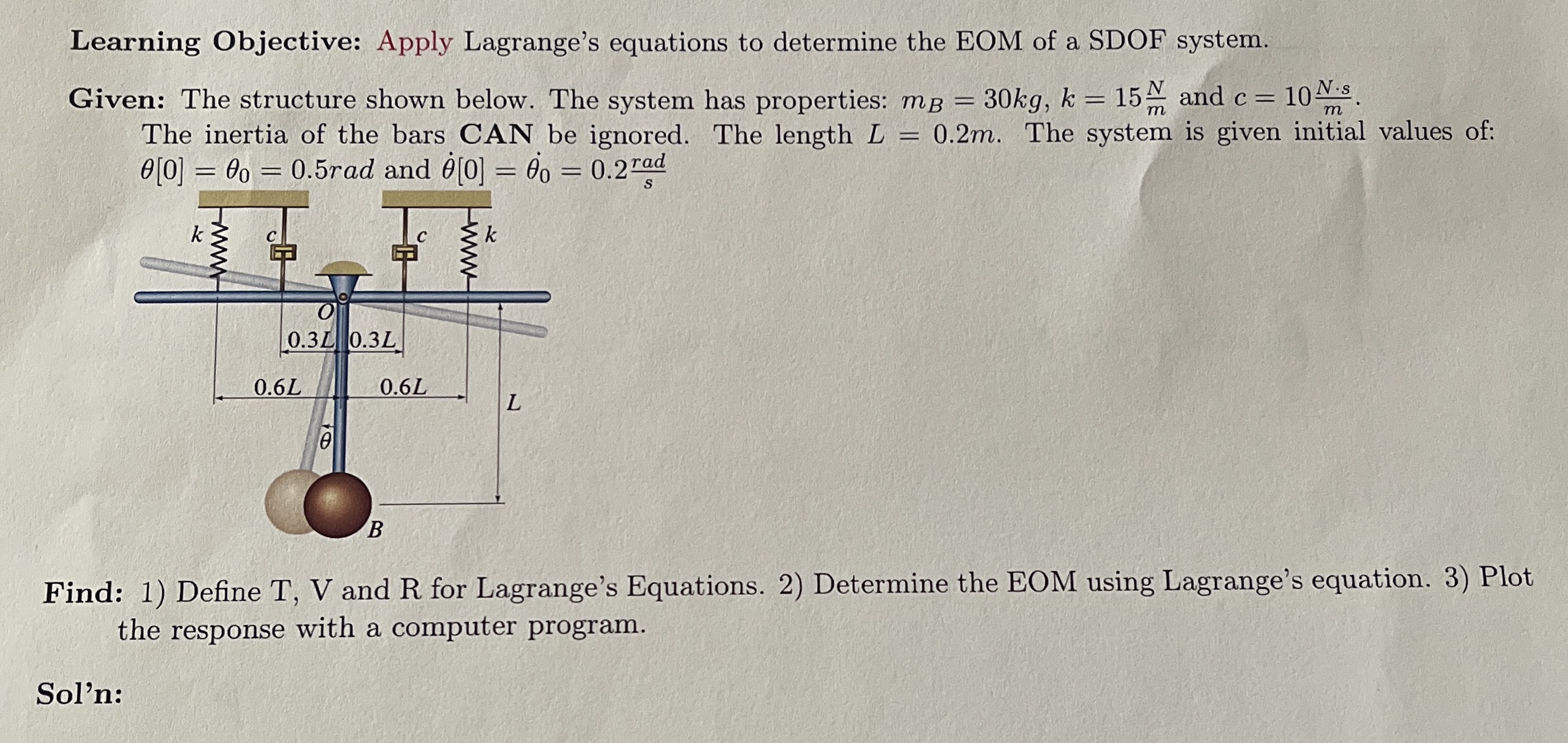 Solved Learning Objective: Apply Lagrange's equations to | Chegg.com