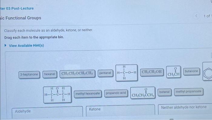 Solved ter 03 Post-Lecture ic Functional Groups Classify | Chegg.com