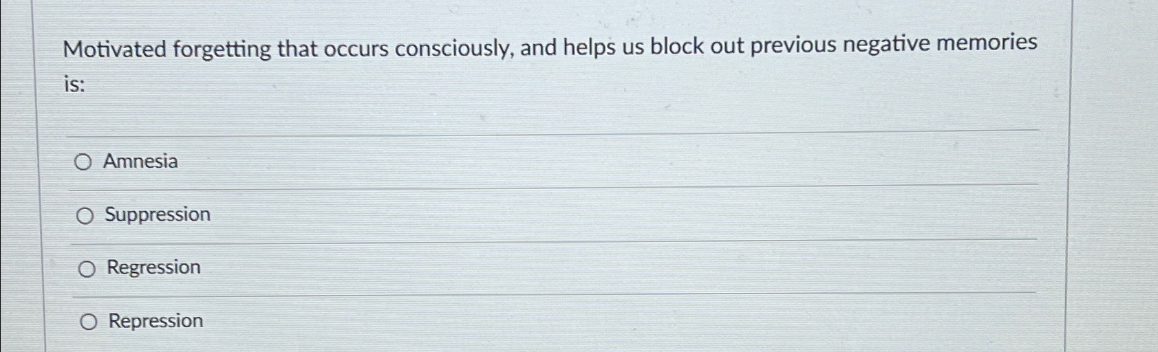 Solved Motivated forgetting that occurs consciously, and | Chegg.com
