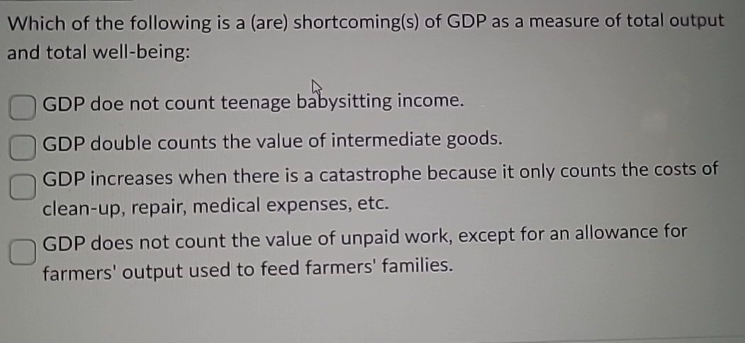 Solved Which of the following is a (are) ﻿shortcoming(s) ﻿of | Chegg.com