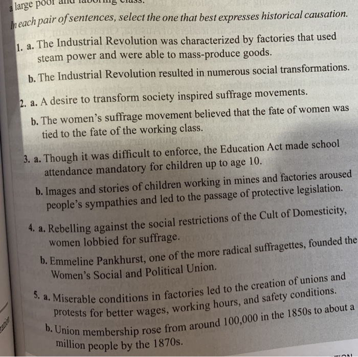 Solved a large pod laul each pair of sentences, select the | Chegg.com