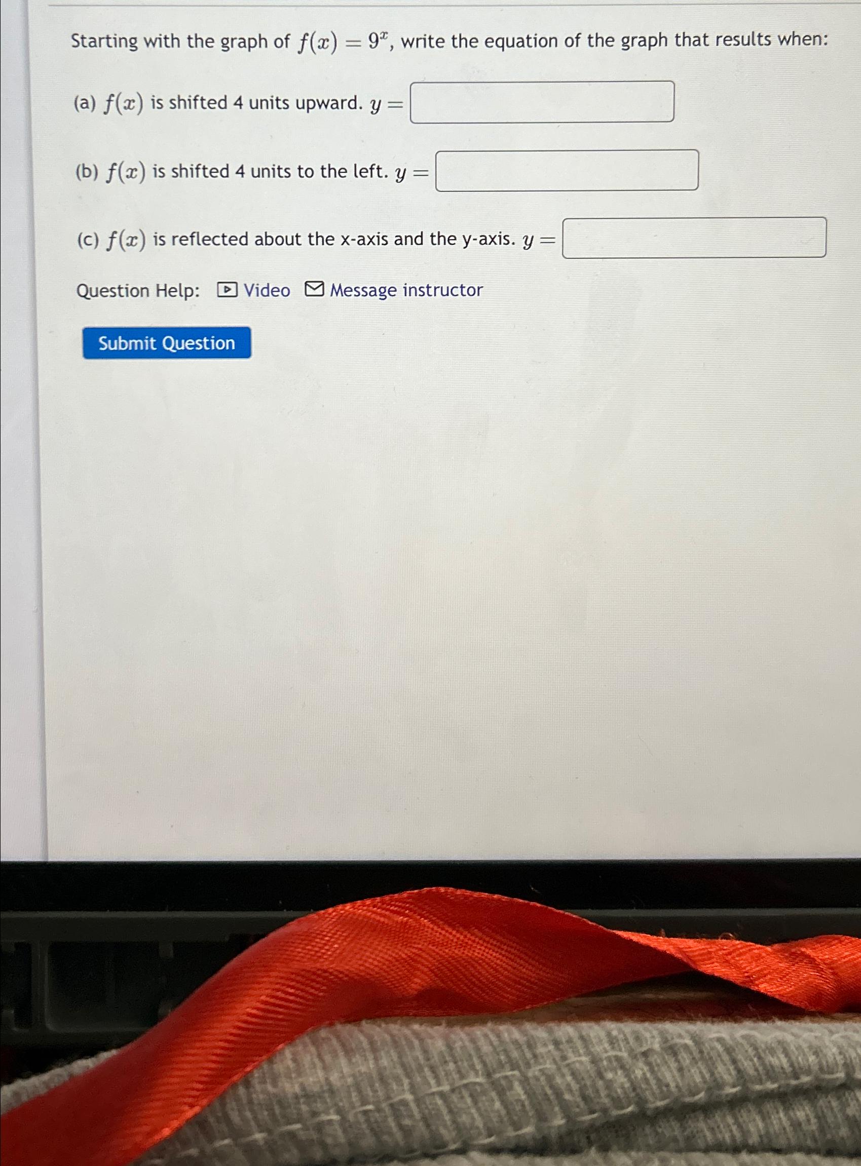 Solved Starting with the graph of f(x)=9x, ﻿write the | Chegg.com