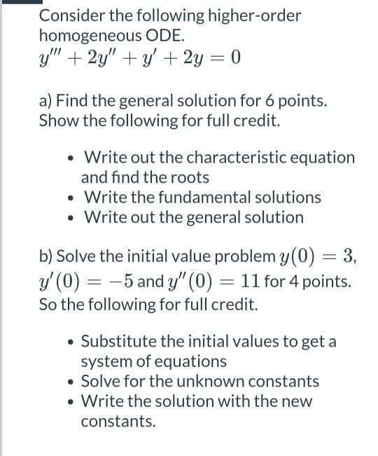 Solved Consider the following higher-order homogeneous ODE. | Chegg.com