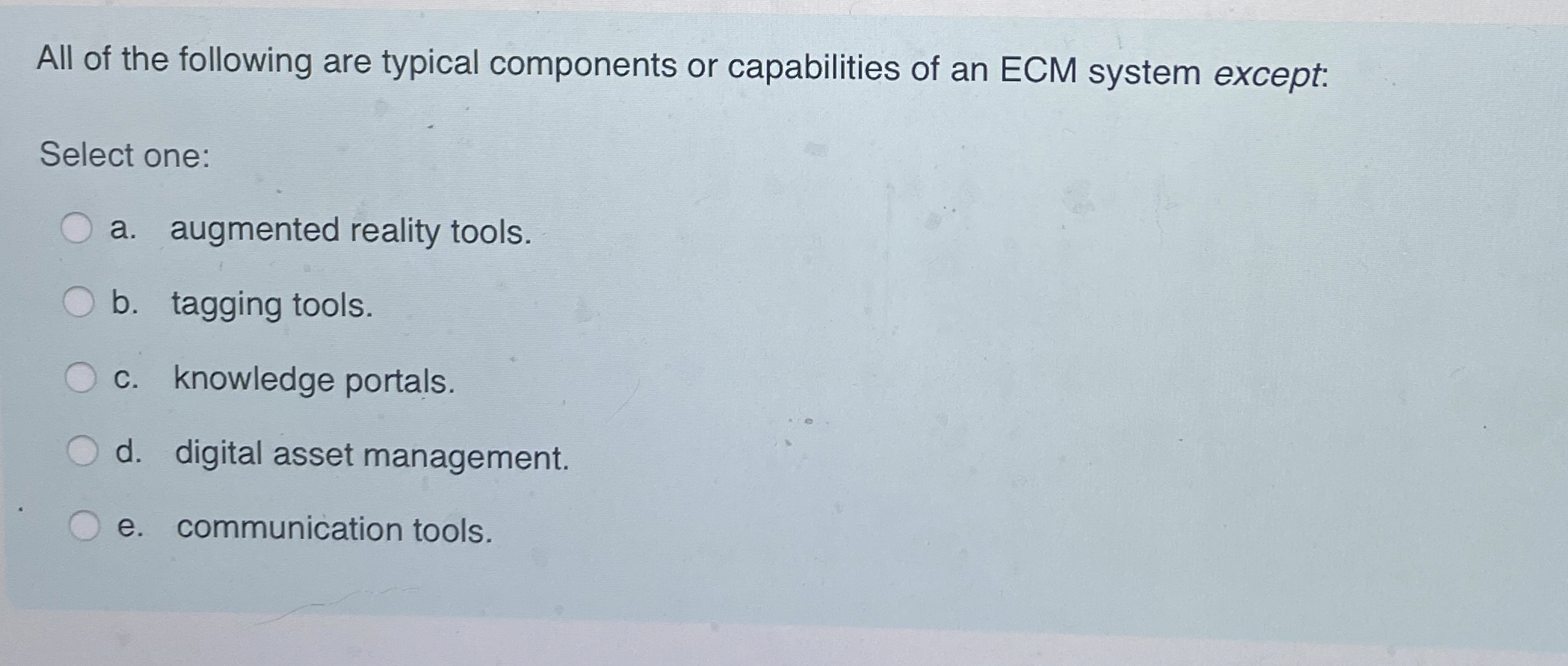 Solved All of the following are typical components or | Chegg.com