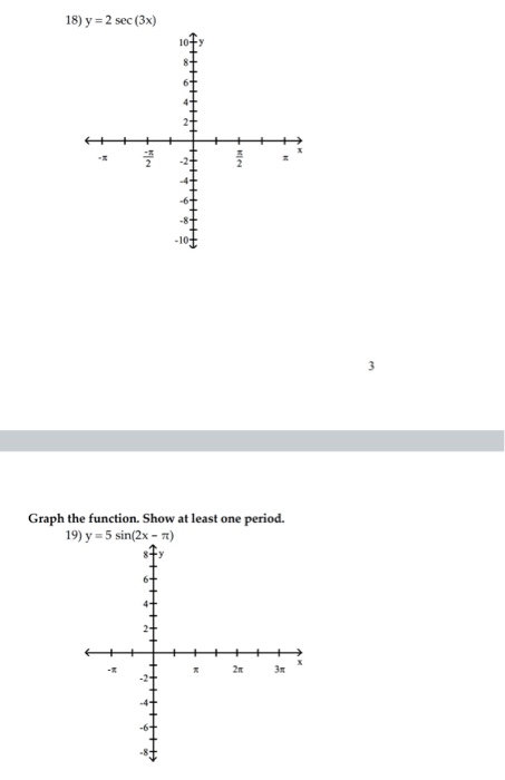 Solved 18) y = 2 sec (3x) x 3 Graph the function. Show at | Chegg.com
