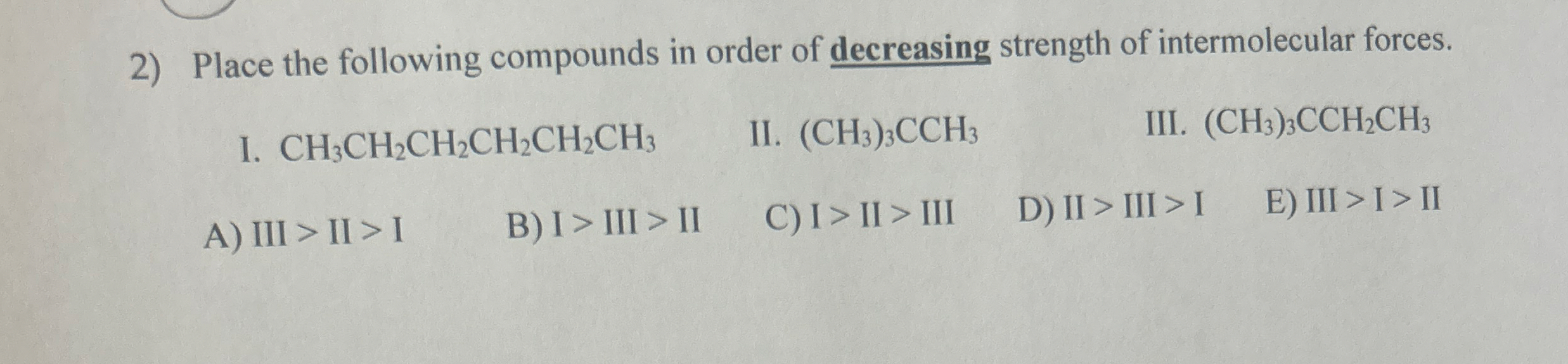 Solved Place the following compounds in order of decreasing | Chegg.com