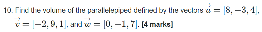 Solved Find the volume of the parallelepiped defined by the | Chegg.com