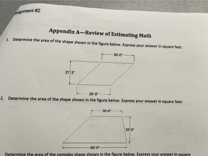 Solved ssignment #2 Appendix A-Review of Estimating Math 1. | Chegg.com