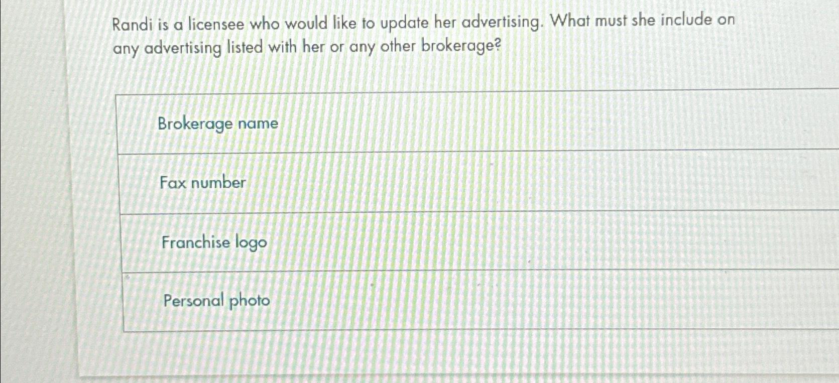 Solved Randi is a licensee who would like to update her | Chegg.com