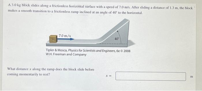 Solved A 3.0kg block slides along a frictionless horizontal | Chegg.com