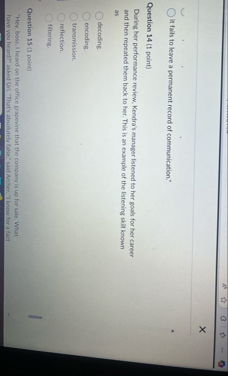 Solved it fails to leave a permanent record of | Chegg.com