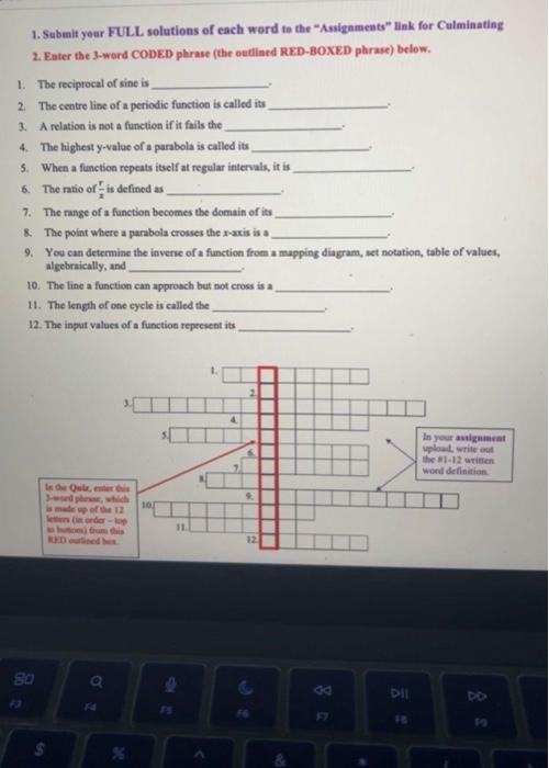 Solved 1. Submit your FULL solutions of each word to the | Chegg.com