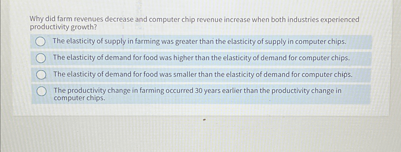 Solved Why did farm revenues decrease and computer chip | Chegg.com
