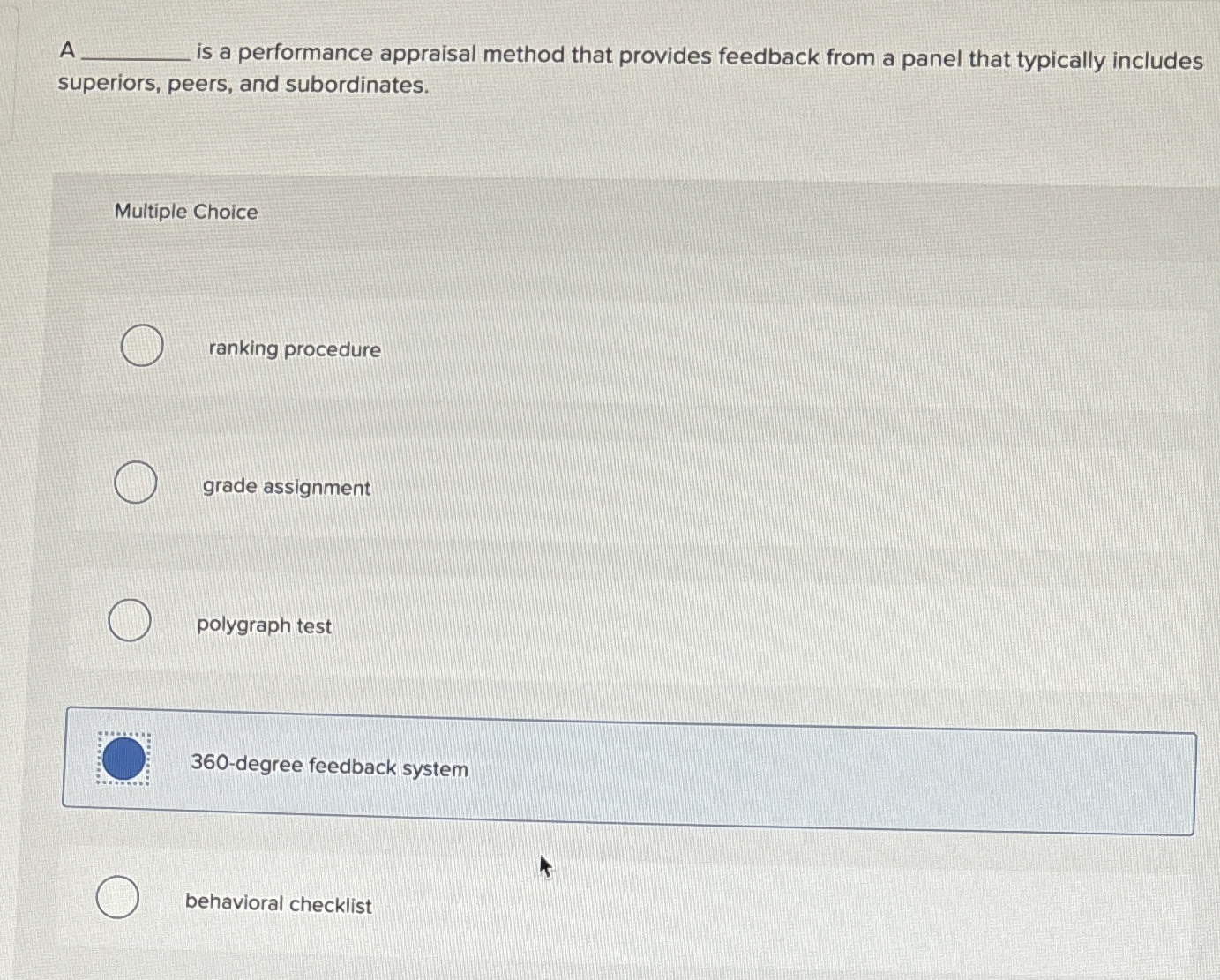 Solved A is a performance appraisal method that provides | Chegg.com
