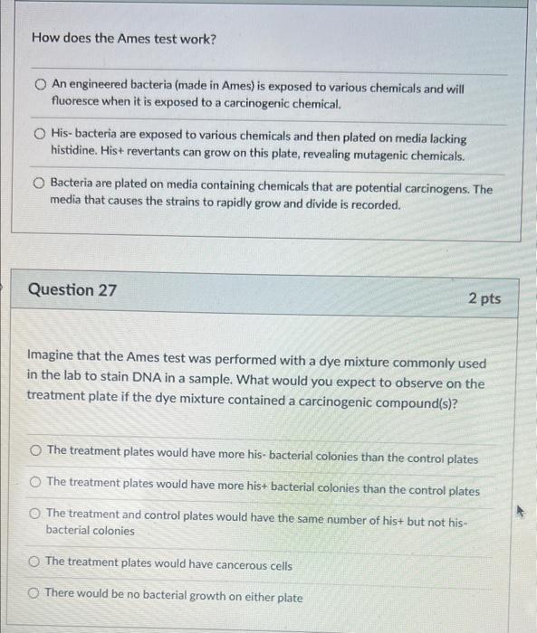 Solved How does the Ames test work? An engineered bacteria | Chegg.com