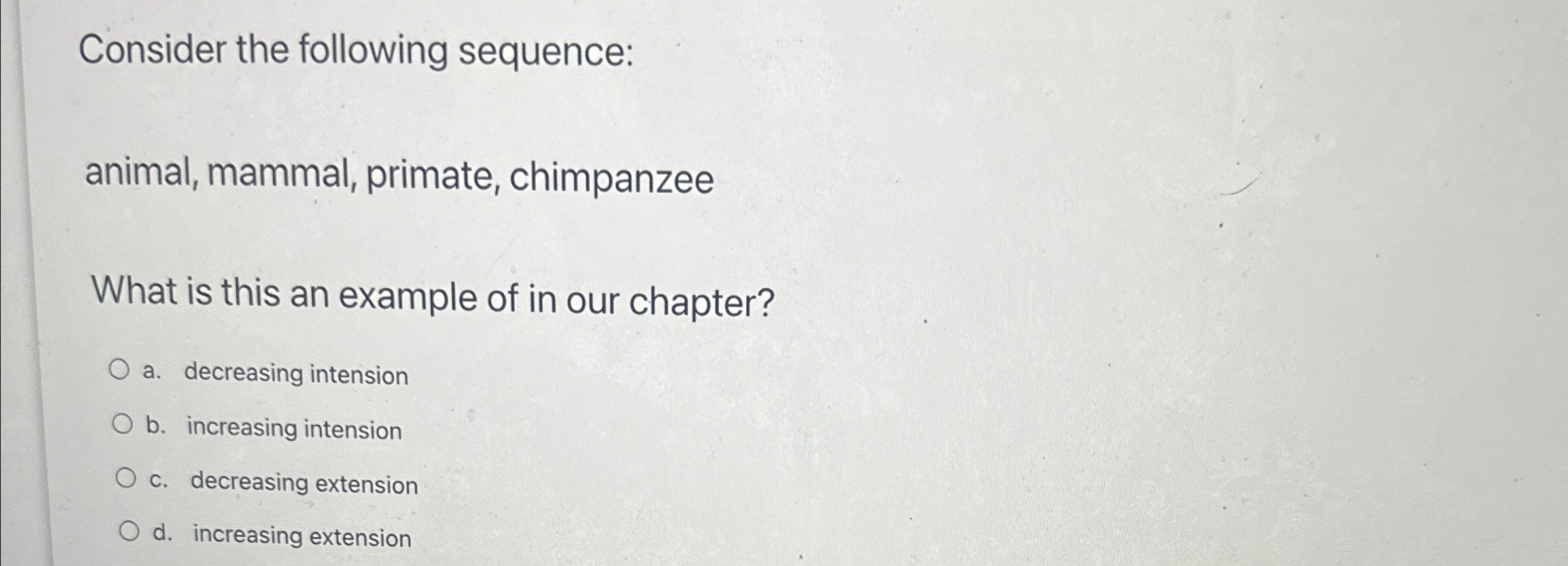Solved Consider the following sequence:animal, mammal, | Chegg.com