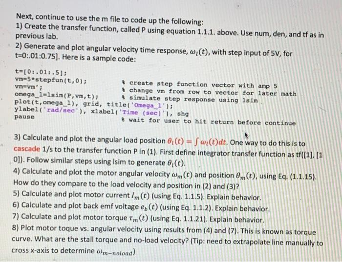 Next, continue to use the m file to code up the | Chegg.com