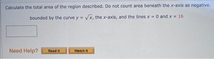 Solved Calculate the total area of the region described. Do | Chegg.com