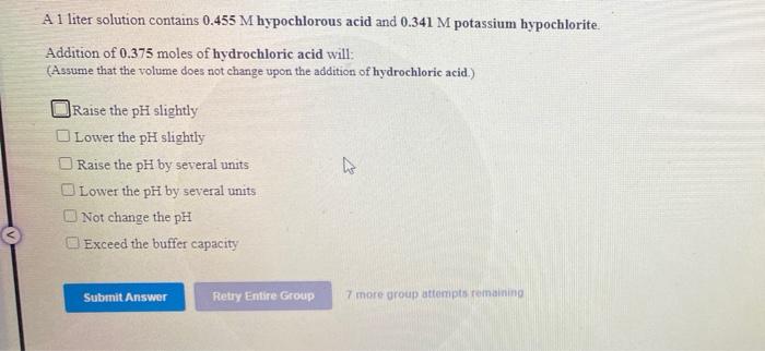 Solved A 1 liter solution contains 0.385 M hypochlorous acid | Chegg.com