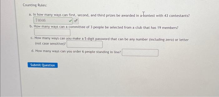 Solved a. In how many ways can first, second, and third | Chegg.com
