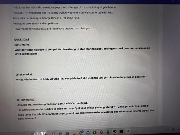PART B - Question 5. - Employment Law - OPTIONAL - | Chegg.com