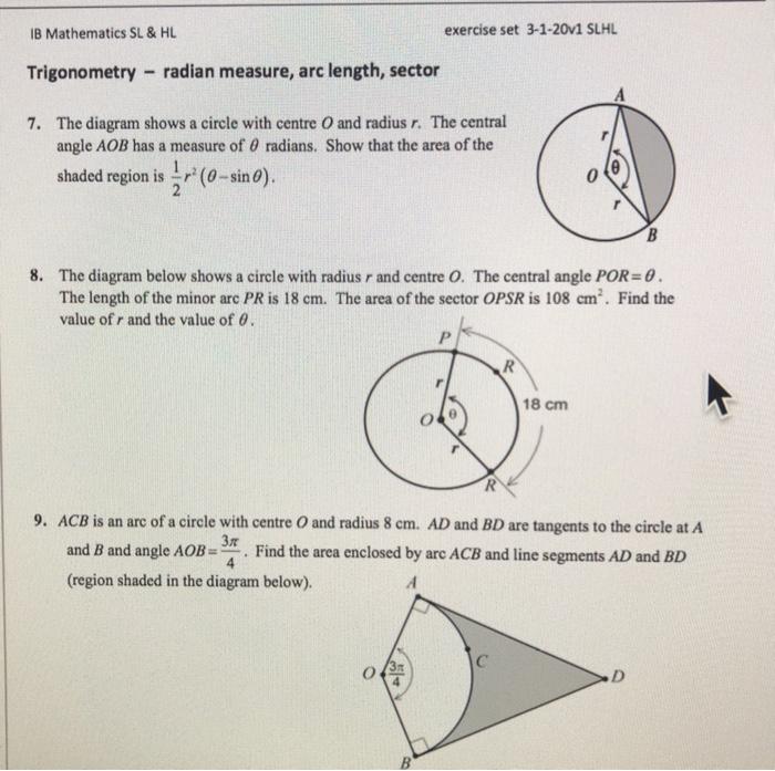 Solved IB Mathematics SL & HL exercise set 3-1-20v1 SLHL | Chegg.com
