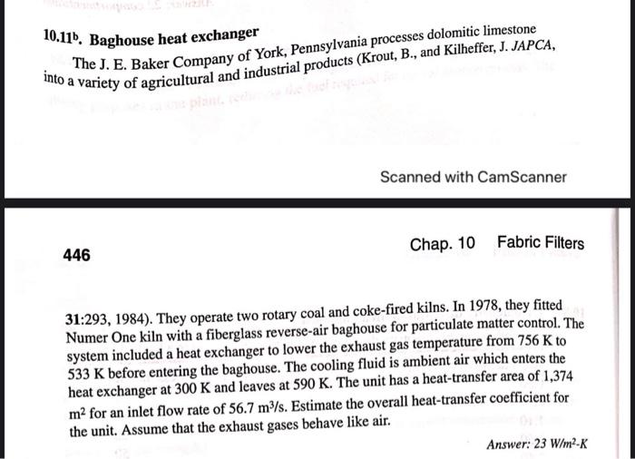 Solved 10.12a. Gross cloth area for a reverse-air fabric | Chegg.com