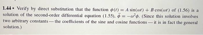 Solved 1.44* Verify by direct substitution that the function | Chegg.com