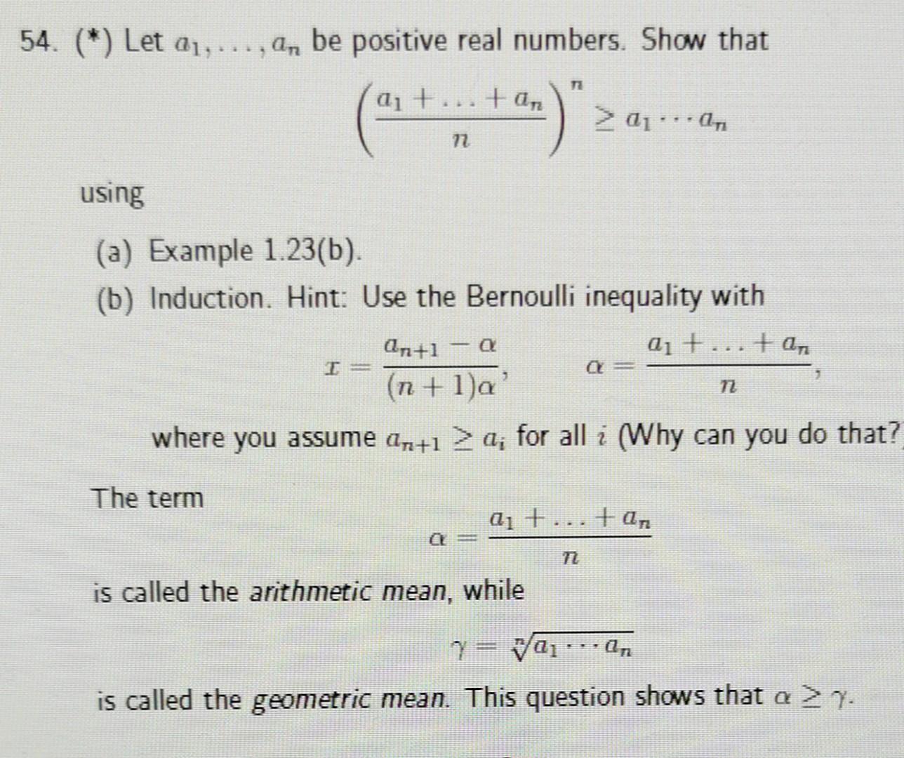 Solved 44. (*) Let a1,…,an be positive real numbers. Show | Chegg.com