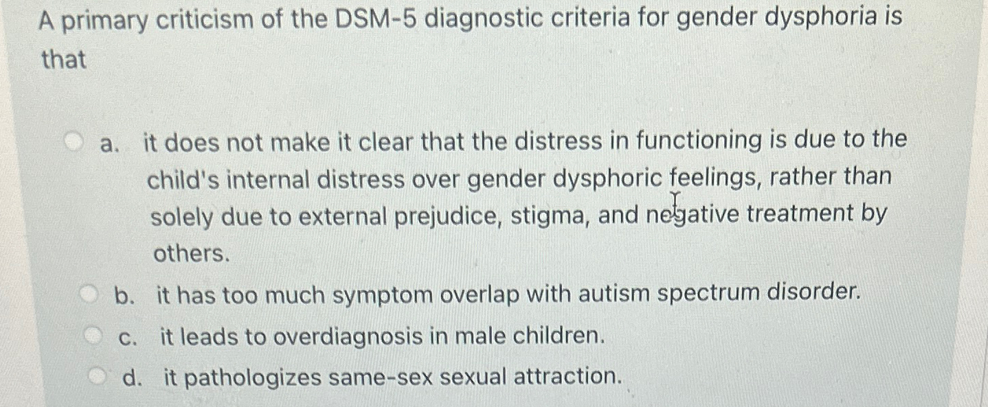 Solved A primary criticism of the DSM-5 ﻿diagnostic criteria | Chegg.com