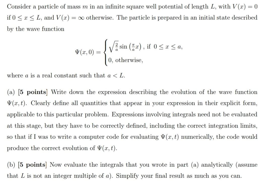 Solved Consider a particle of mass m in an infinite square | Chegg.com