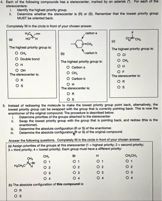 Each of the following compounds has a stereocenter, | Chegg.com