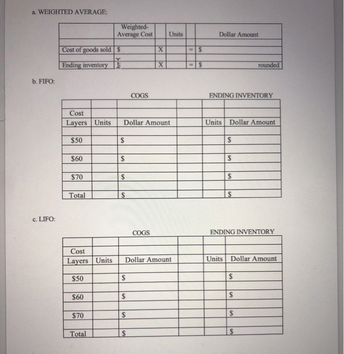 Solved Exercise 2. Weighted Average, FIFO and LIFO Methods: | Chegg.com