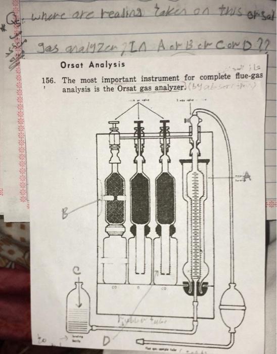 Solved In Orsal gas analyzer, Where are the reading taken | Chegg.com