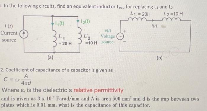 Solved 1. In the following circuits, find an equivalent | Chegg.com
