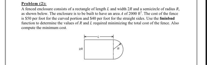 Solved Problem (2): A fenced enclosure consists of a | Chegg.com