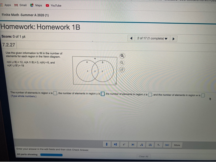 Solved Apps M Gmail Maps YouTube Finite Math-Summer A 2020 | Chegg.com