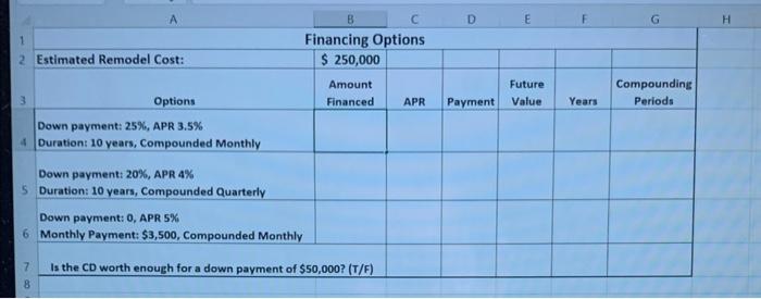 Solved 1. Fill out the spreadsheet as you see in the | Chegg.com