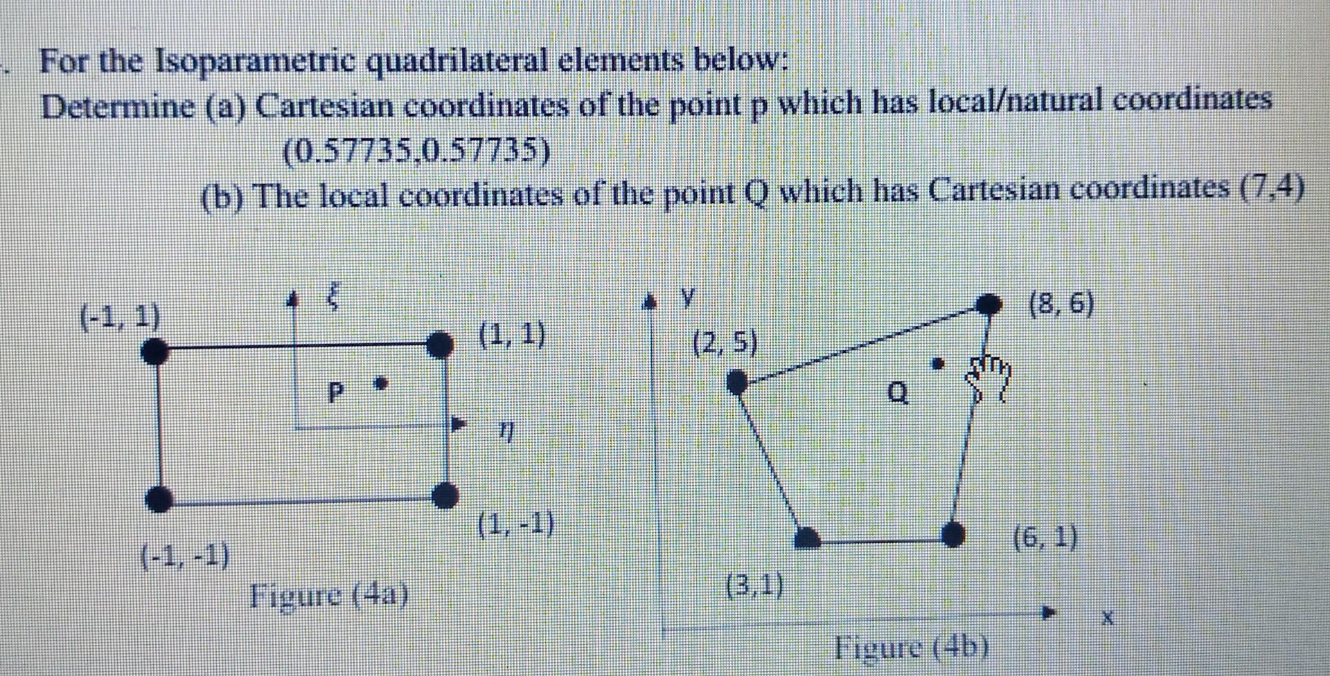 Solved For the Isoparametric quadrilateral elements below: | Chegg.com