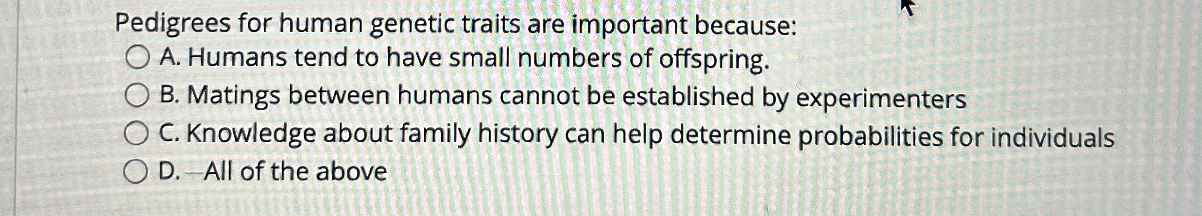 Solved Pedigrees for human genetic traits are important | Chegg.com