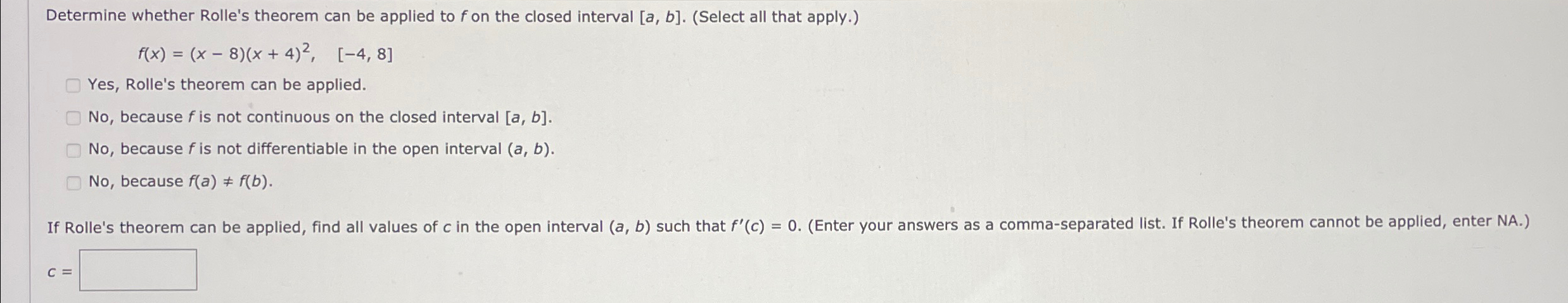 Solved Determine whether Rolle's theorem can be applied to f | Chegg.com
