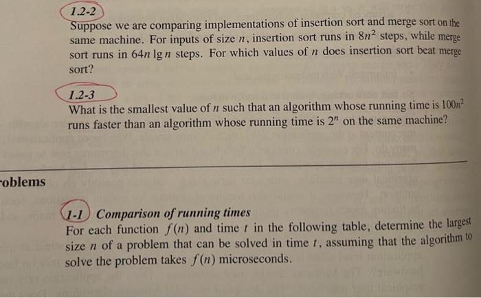 1.2−2 Suppose we are comparing implementations of | Chegg.com