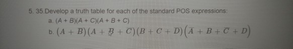 Solved 5. 35. Develop a truth table for each of the standard | Chegg.com