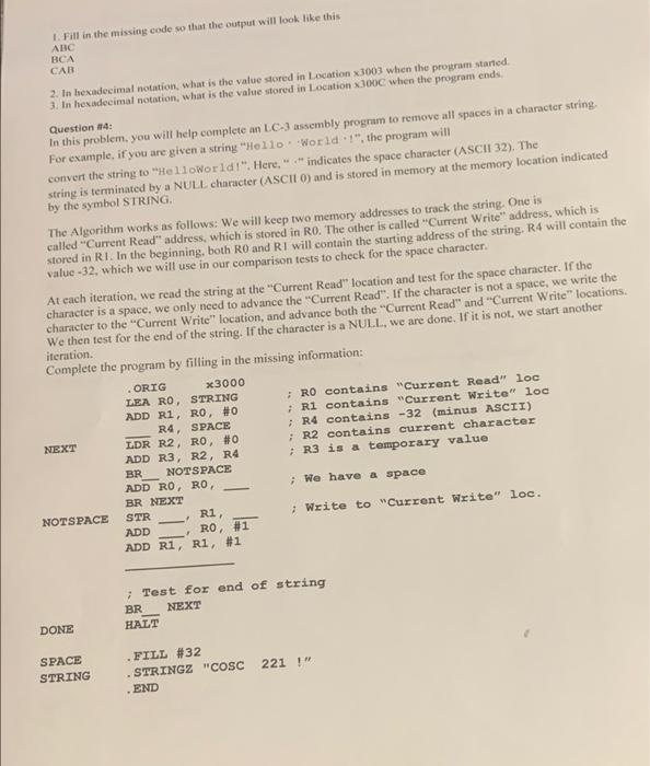 Solved Question #2 The following table shows LC-3 assembly | Chegg.com