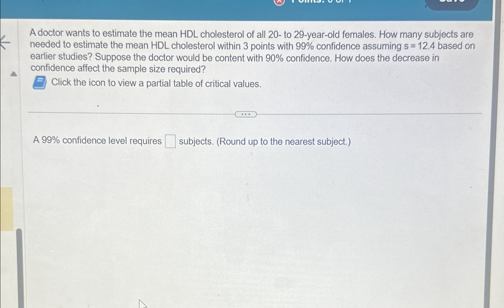 Solved A doctor wants to estimate the mean HDL cholesterol | Chegg.com
