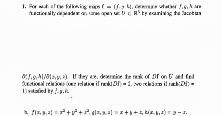Solved For each of ﻿the following maps f=(f,g,h), ﻿determine | Chegg.com
