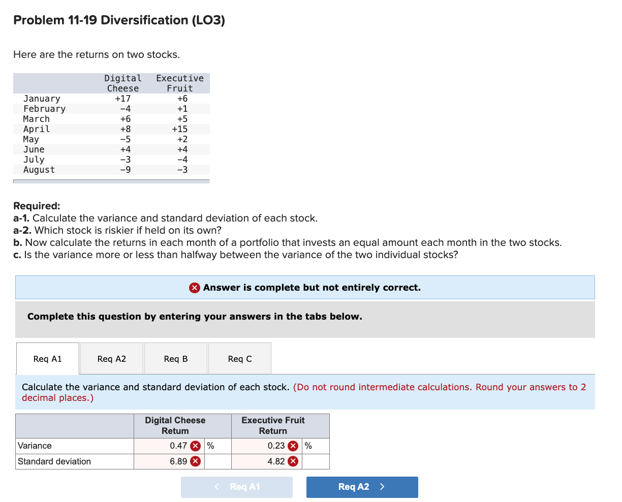 Solved Problem 11-19 ﻿Diversification (LO3)Here are the | Chegg.com